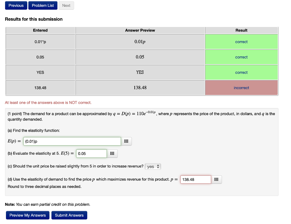 Solved Previous Problem List Next Results for this | Chegg.com