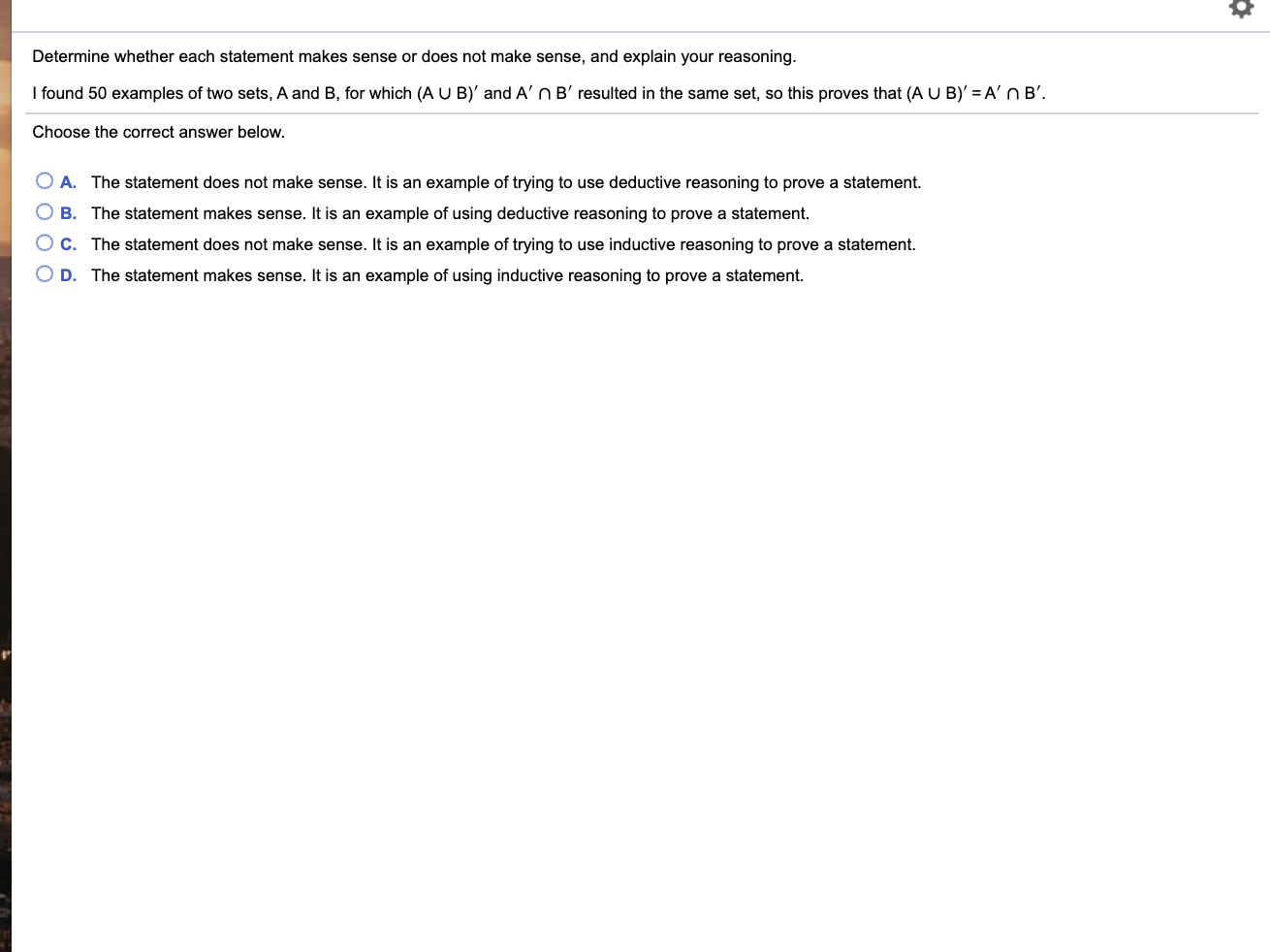 Solved Determine whether each statement makes sense or does | Chegg.com
