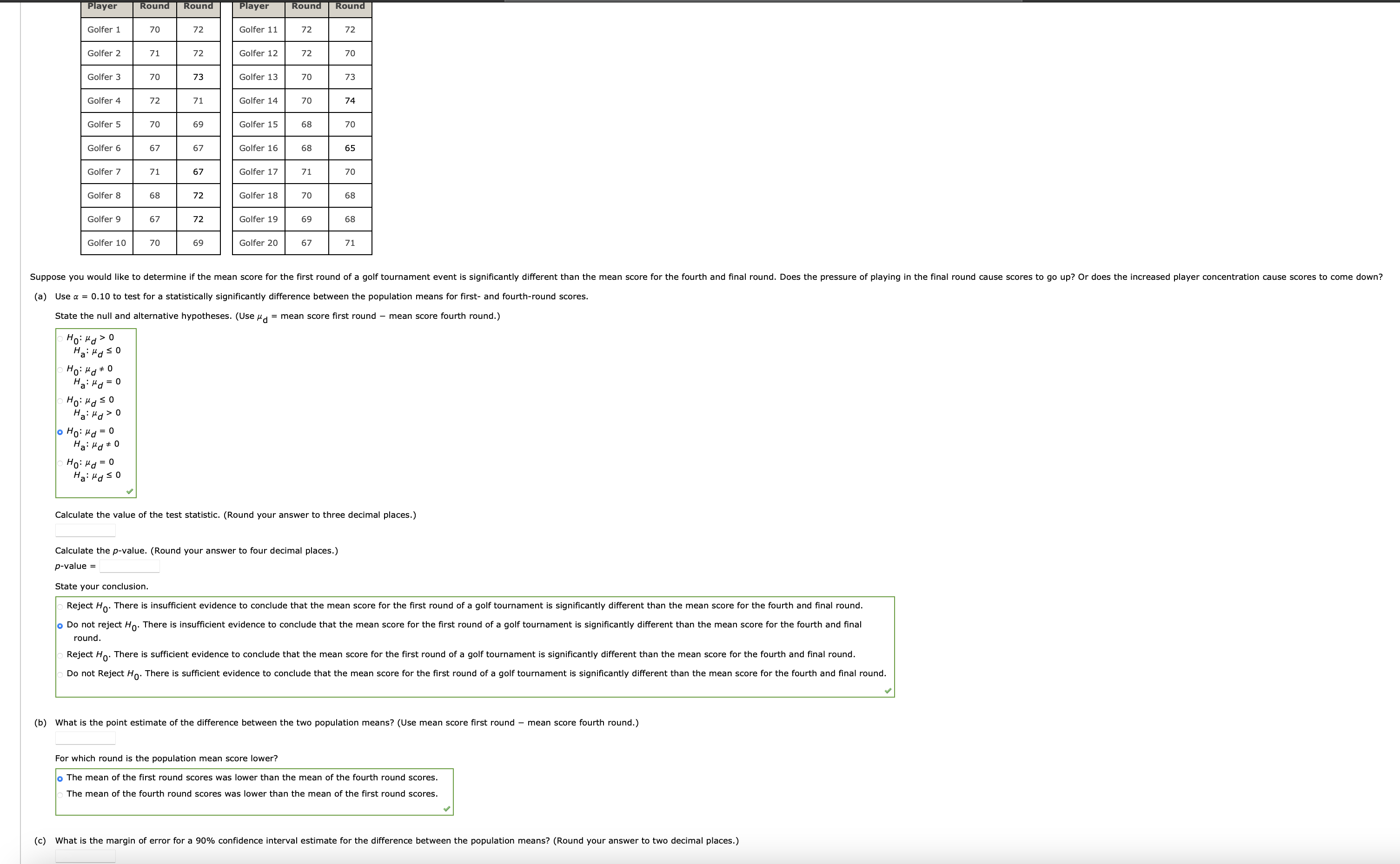 Solved S(a) ﻿Use α=0.10 ﻿to test for a statistically | Chegg.com