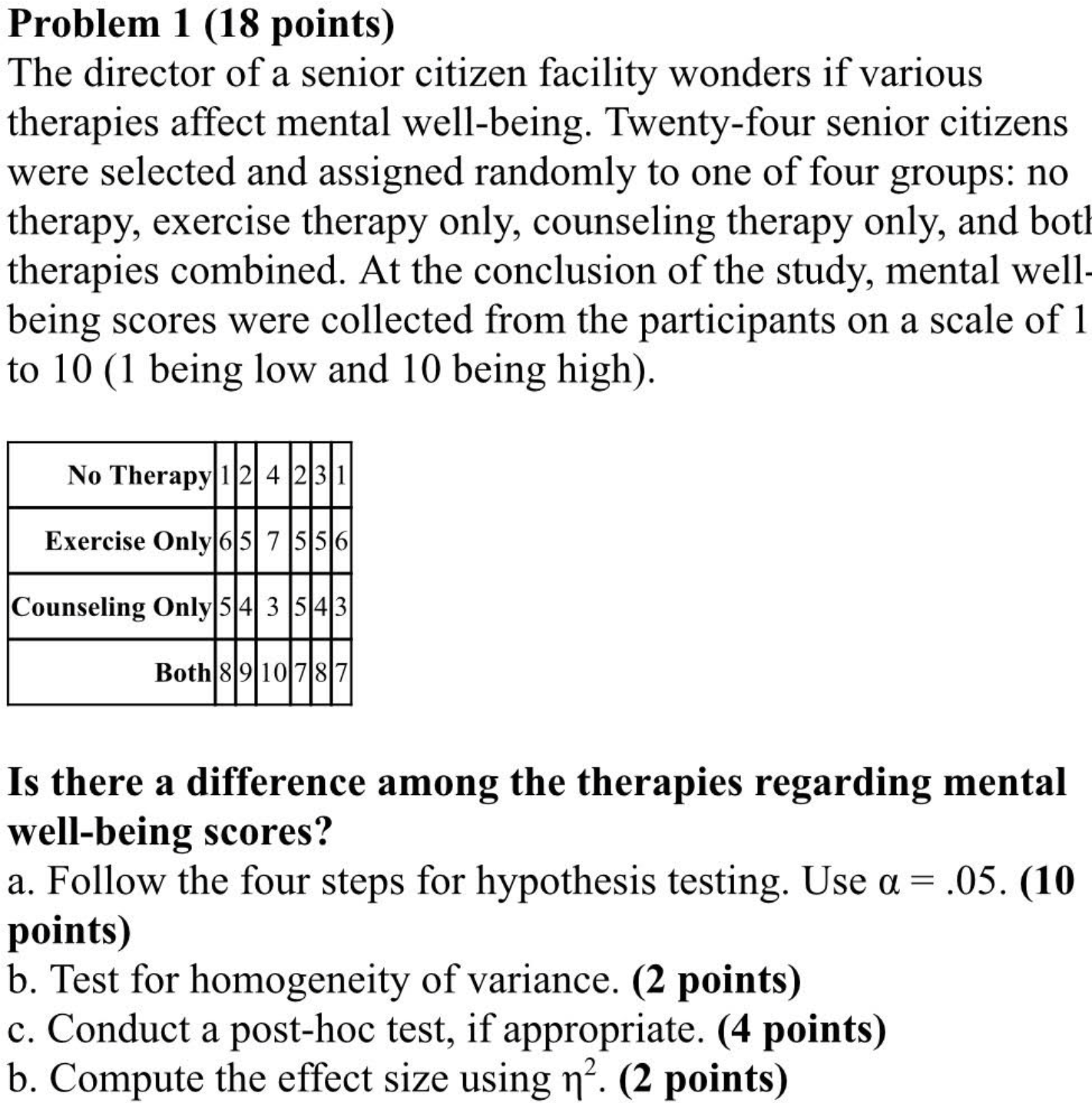 Solved Problem 1 (18 points) The director of a senior | Chegg.com