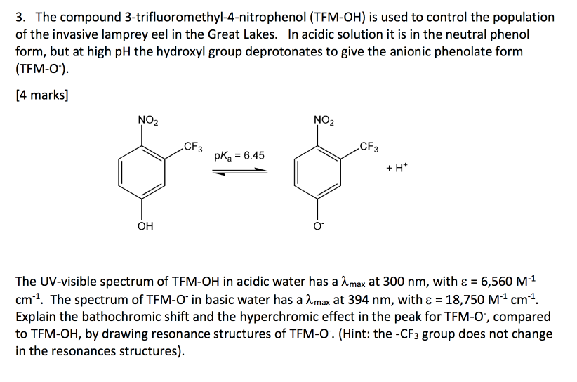 Solved 3. The compound 3-trifluoromethyl-4-nitrophenol | Chegg.com