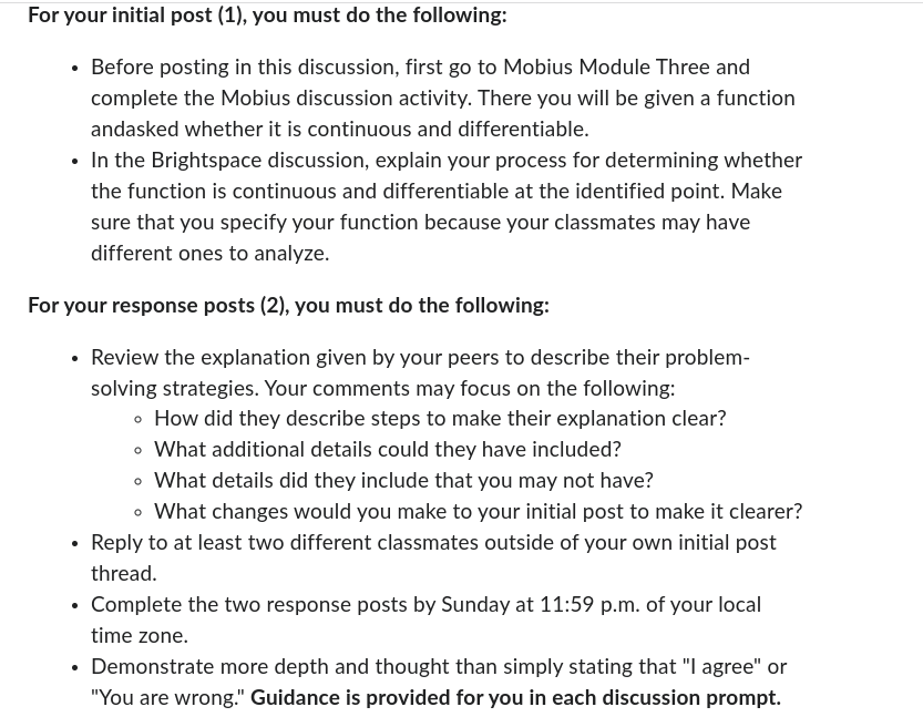 Solved For your initial post (1), you must do the following: | Chegg.com
