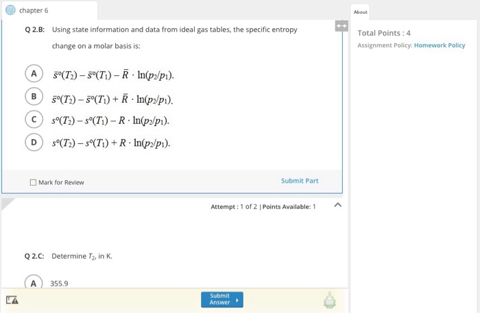 Solved chapter 6 Answered 0/4 Q2: One-quarter kmol of oxygen | Chegg.com