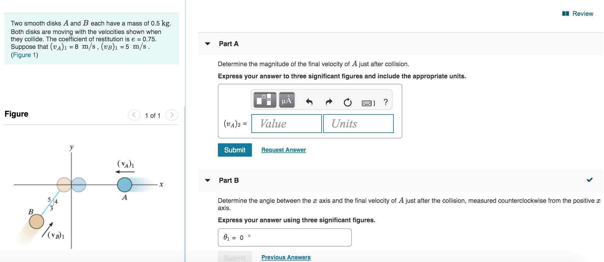 Solved Review Two smooth disks A and B each have a mass of | Chegg.com