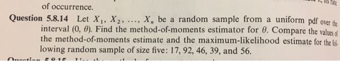 Solved of occurrence. Question 5.8.14 Let XI, X2, Xn be a | Chegg.com