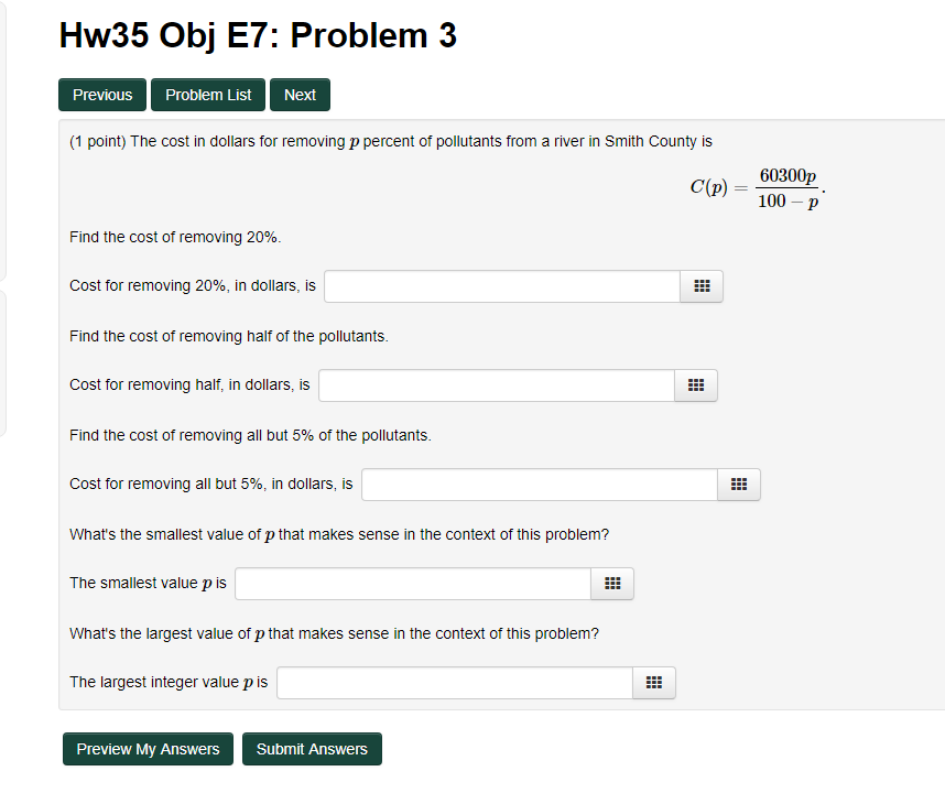Solved Hw35 Obj E7: Problem 3 PreviouS Problem List Next (1 | Chegg.com