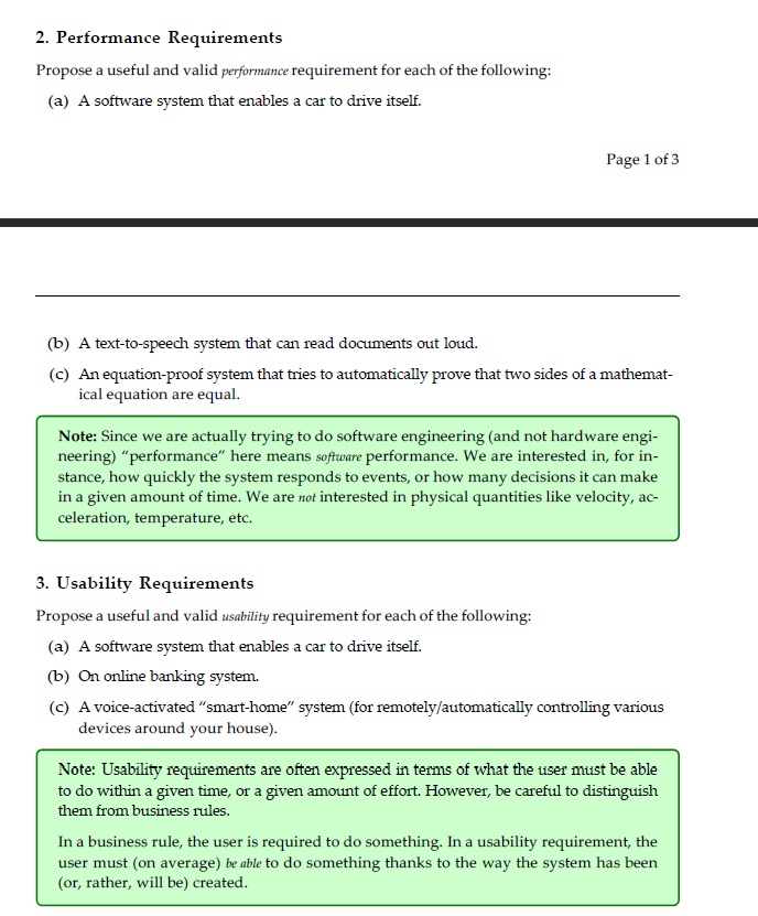 Solved 2. Performance Requirements Propose a useful and | Chegg.com
