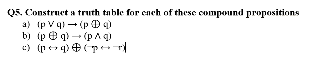 Solved Q5. Construct a truth table for each of these | Chegg.com