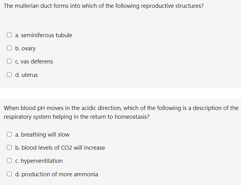 Solved The mullerian duct forms into which of the following | Chegg.com