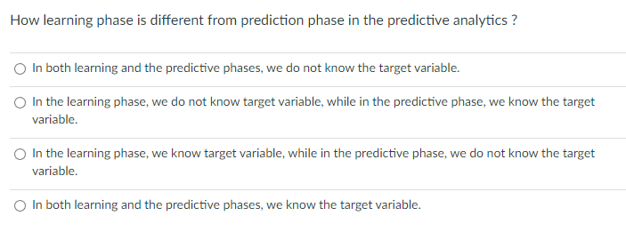 Solved How learning phase is different from prediction phase | Chegg.com