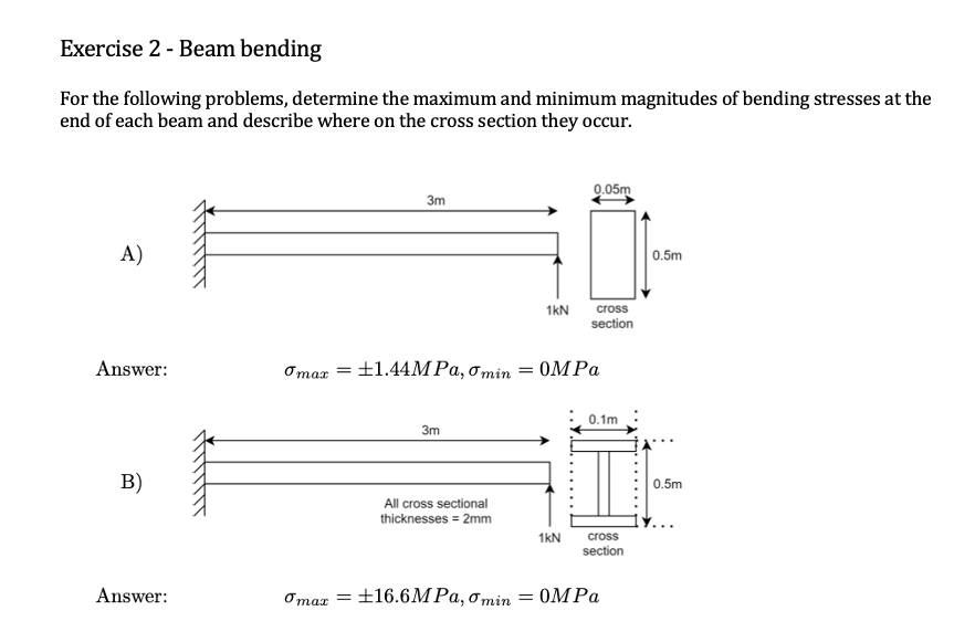 Solved Exercise 2 - Beam bending For the following problems, | Chegg.com