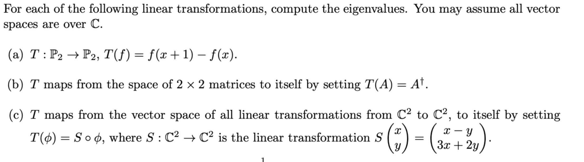 For each of the following linear transformations, | Chegg.com