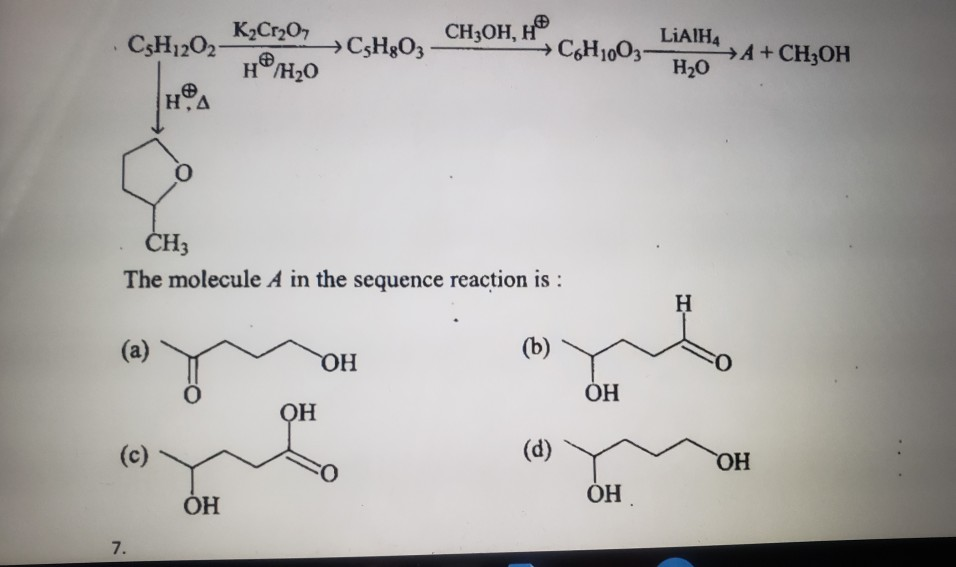 Solved → C6H1003 CsH202 K2Cr20,- SCH,O, CH3OH, H® LiAIHA → | Chegg.com