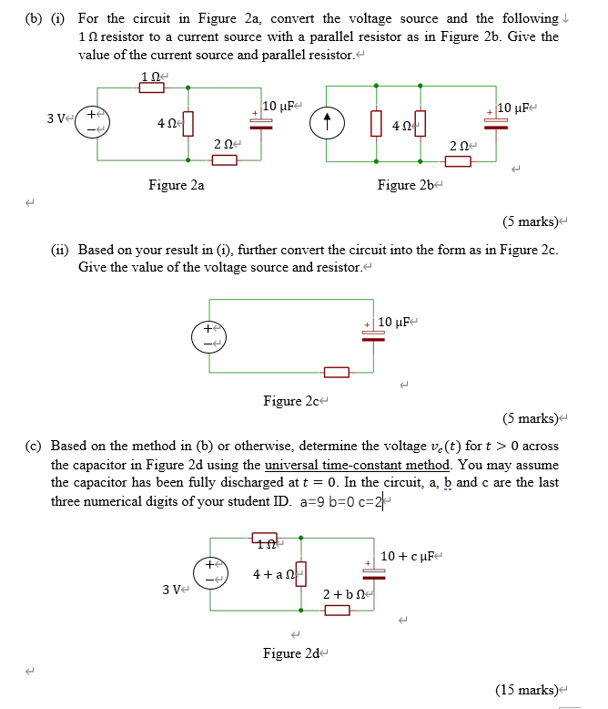 Solved (b) (i) For the circuit in Figure 2a, convert the | Chegg.com