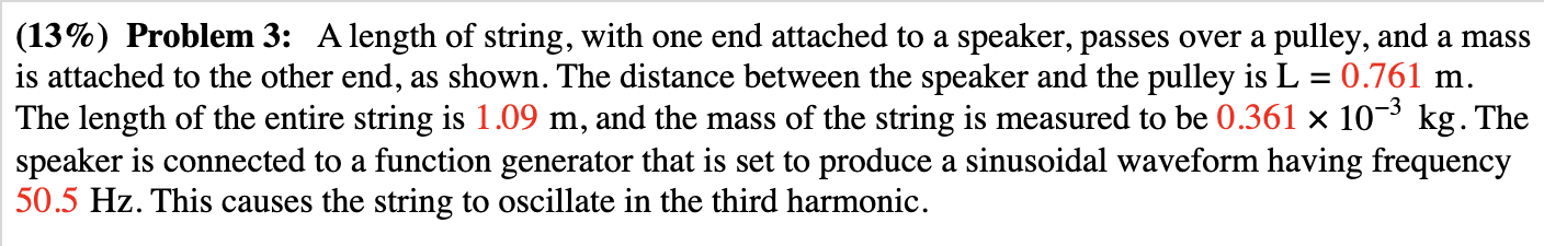 Solved (13\%) Problem 3: A length of string, with one end | Chegg.com
