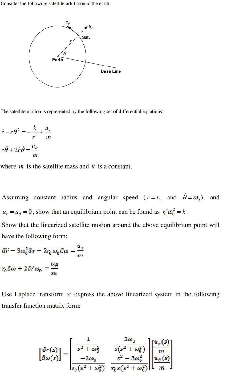 Solved Consider the following satellite orbit around the | Chegg.com
