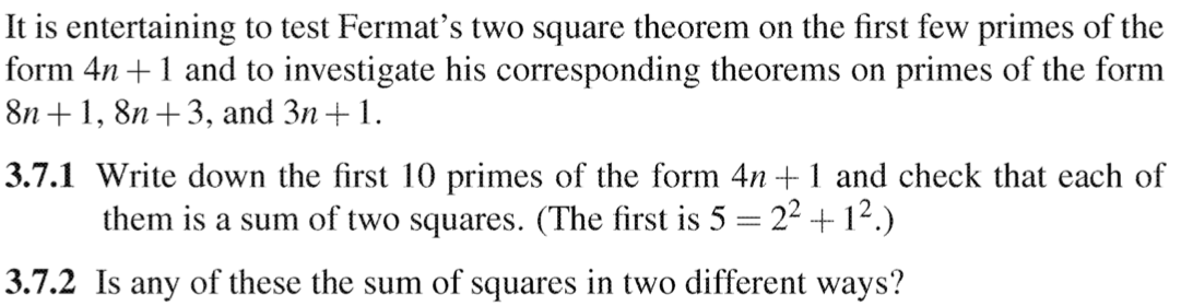 Solved It is entertaining to test Fermat's two square | Chegg.com