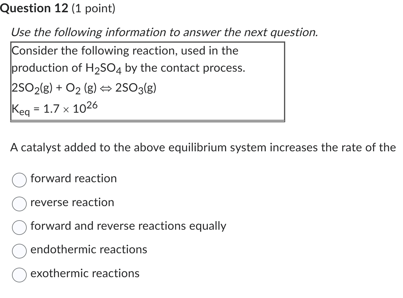 Question 12 (1 ﻿point)Use the following information | Chegg.com