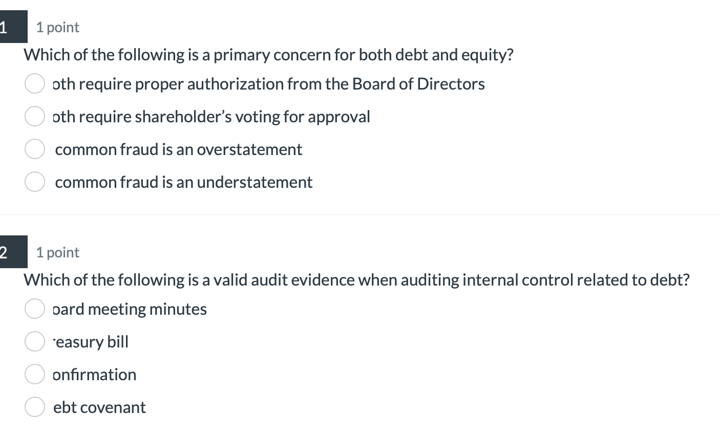Solved 1 point Which of the following is a primary concern | Chegg.com