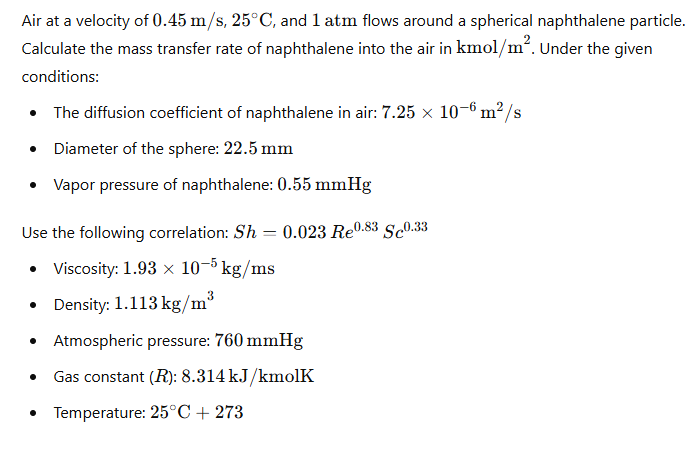 Solved Air at ﻿a velocity of 0.45ms,25°C, ﻿and 1 ﻿atm flows | Chegg.com