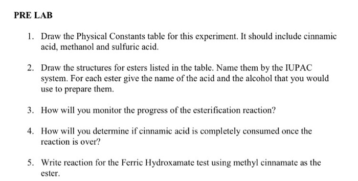 PRE LAB 1. Draw the Physical Constants table for this | Chegg.com