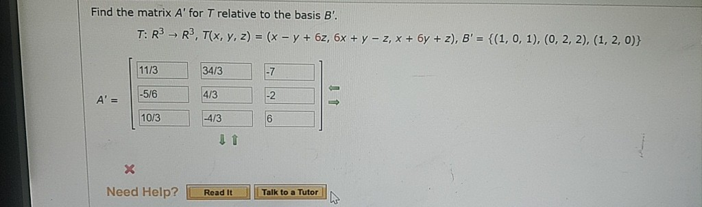Solved Suppose A is the matrix for T: R3 R3 relative to the | Chegg.com