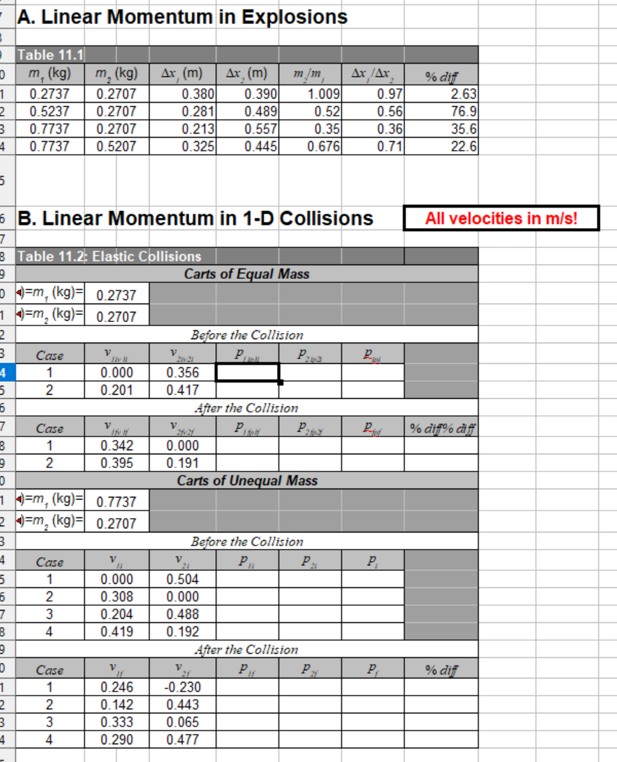 Solved B. Linear Momentum in 1-D Collisions Figure 11.2: | Chegg.com