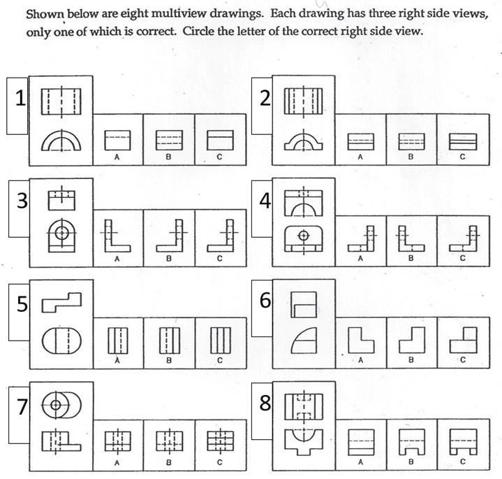 Solved shown below are eight multiview drawings. each | Chegg.com