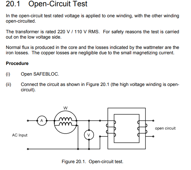 Solved 20.1 Open-Circuit Test In the open-circuit test rated | Chegg.com