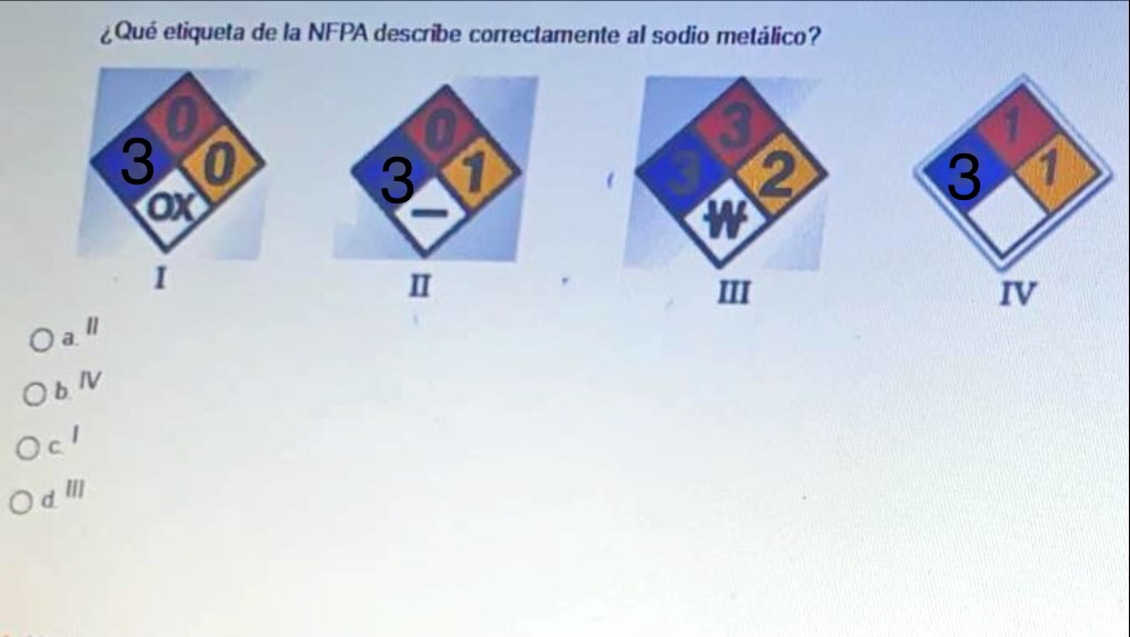 Solved 1. which NFPA label correctly describes sodium metal? | Chegg.com