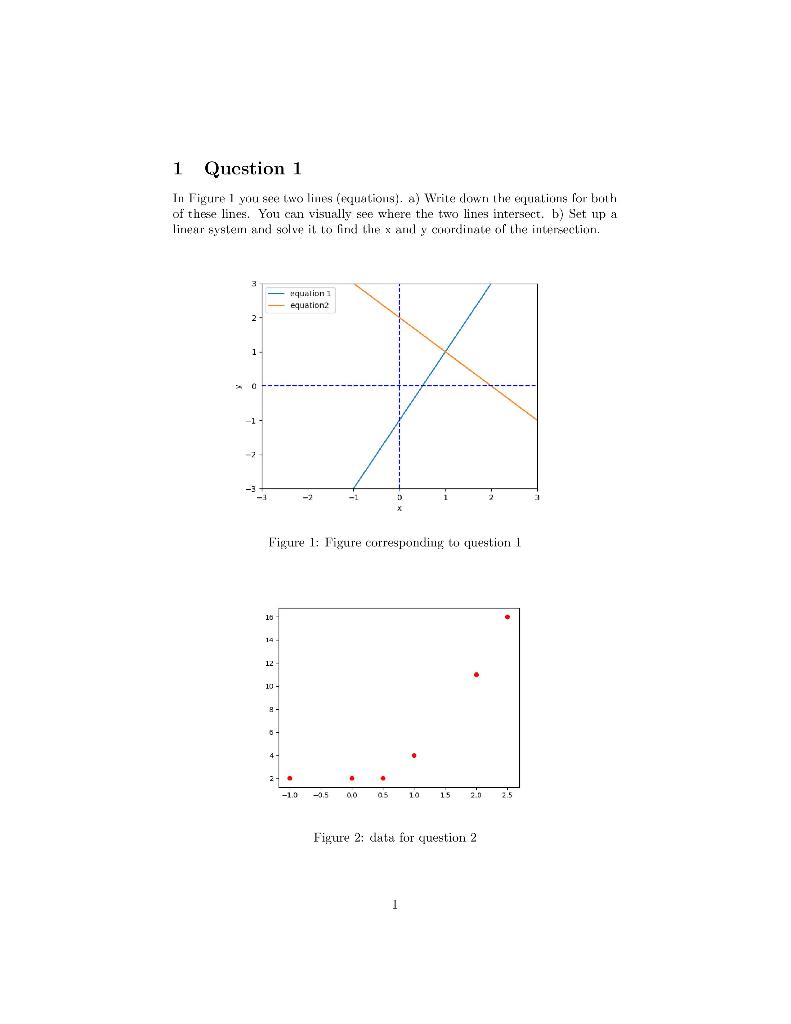 Solved 1 Question 1 I. Figure 1 you see two lines | Chegg.com