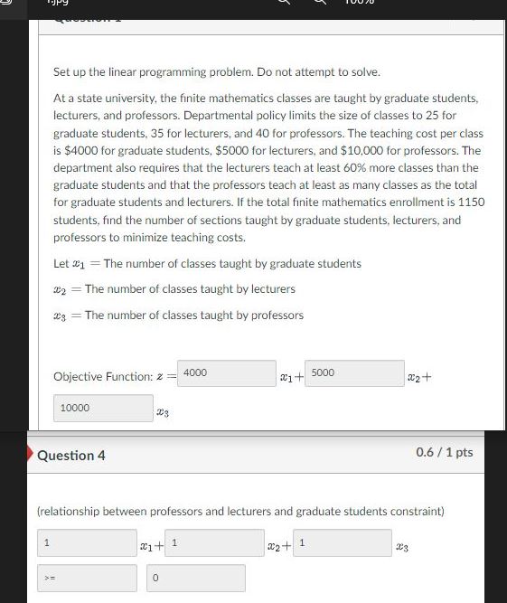 Solved Set up the linear programming problem. Do not attempt | Chegg.com