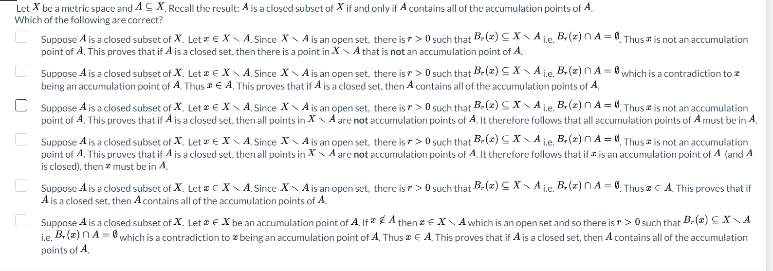 Solved Let X be a metric space and A⊆X. Recall the result: A | Chegg.com