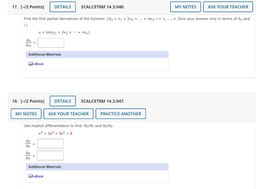 Solved 17. (-/2 points) DETAILS SCALCET8M 14.3.040. MY NOTES | Chegg.com