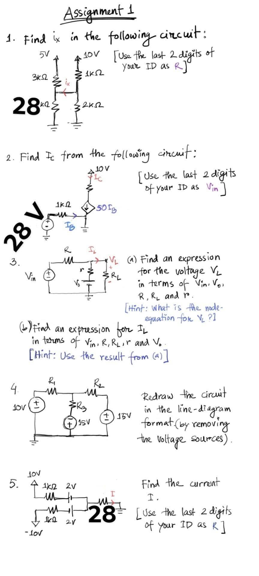 Solved 1. Find ix in the following circuit: [Use the last 2 | Chegg.com