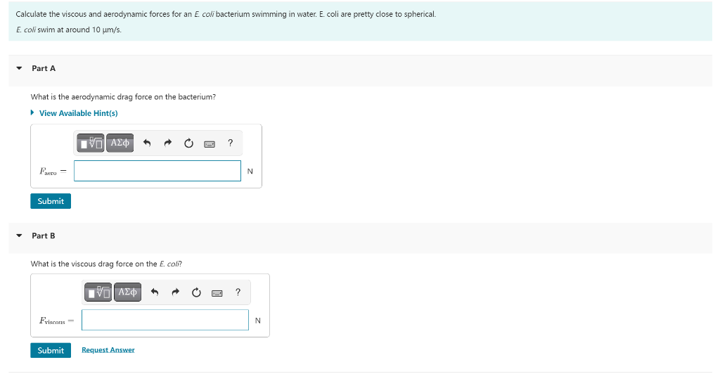 Solved Calculate the viscous and aerodynamic forces for an | Chegg.com