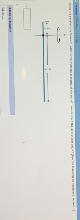 Solved 1 10 5 P065 Using the parallel axis theorem, what is | Chegg.com
