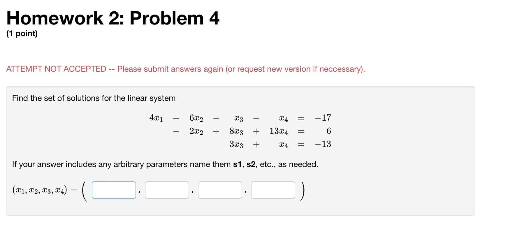 Solved Homework 2: Problem 4 (1 point) ATTEMPT NOT ACCEPTED | Chegg.com
