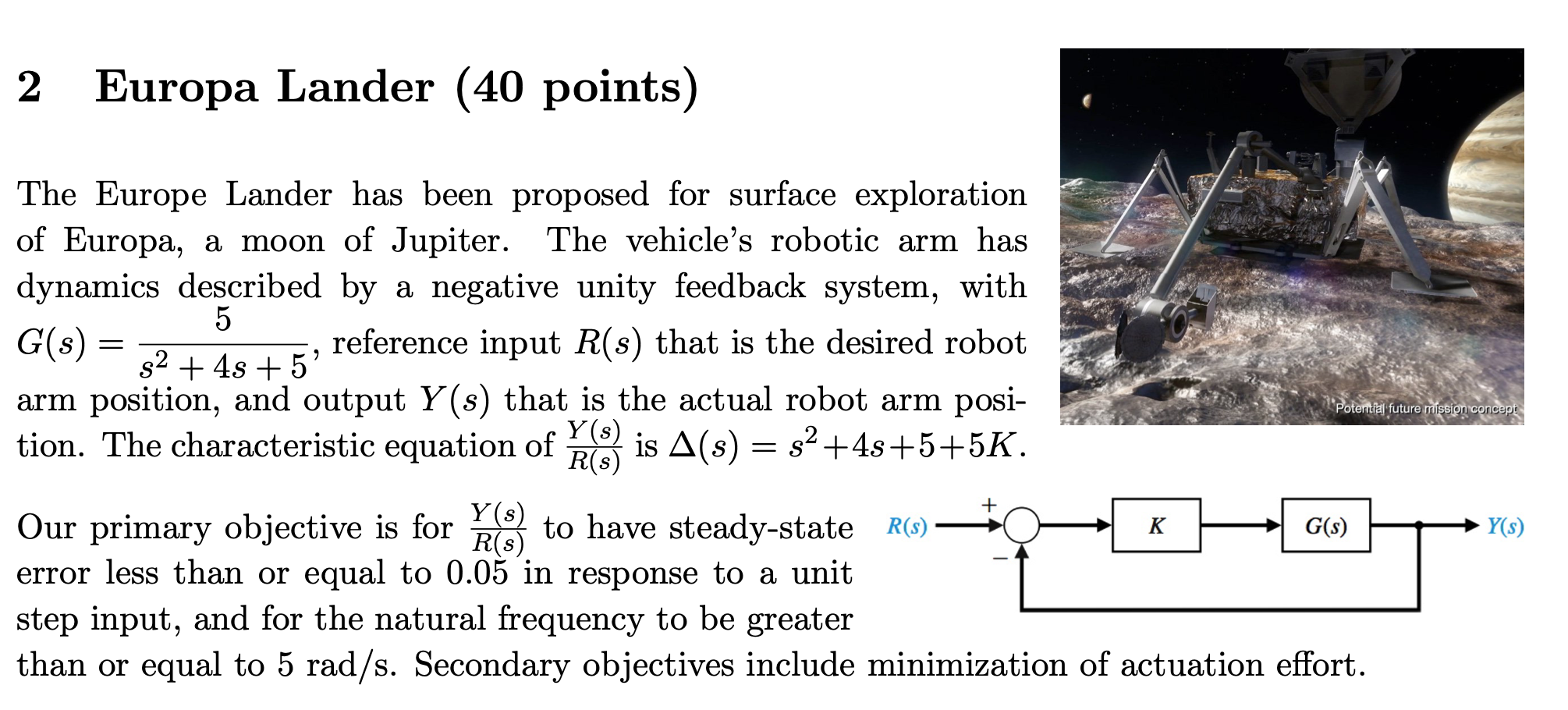 Solved 2 Europa Lander (40 points) The Europe Lander has | Chegg.com