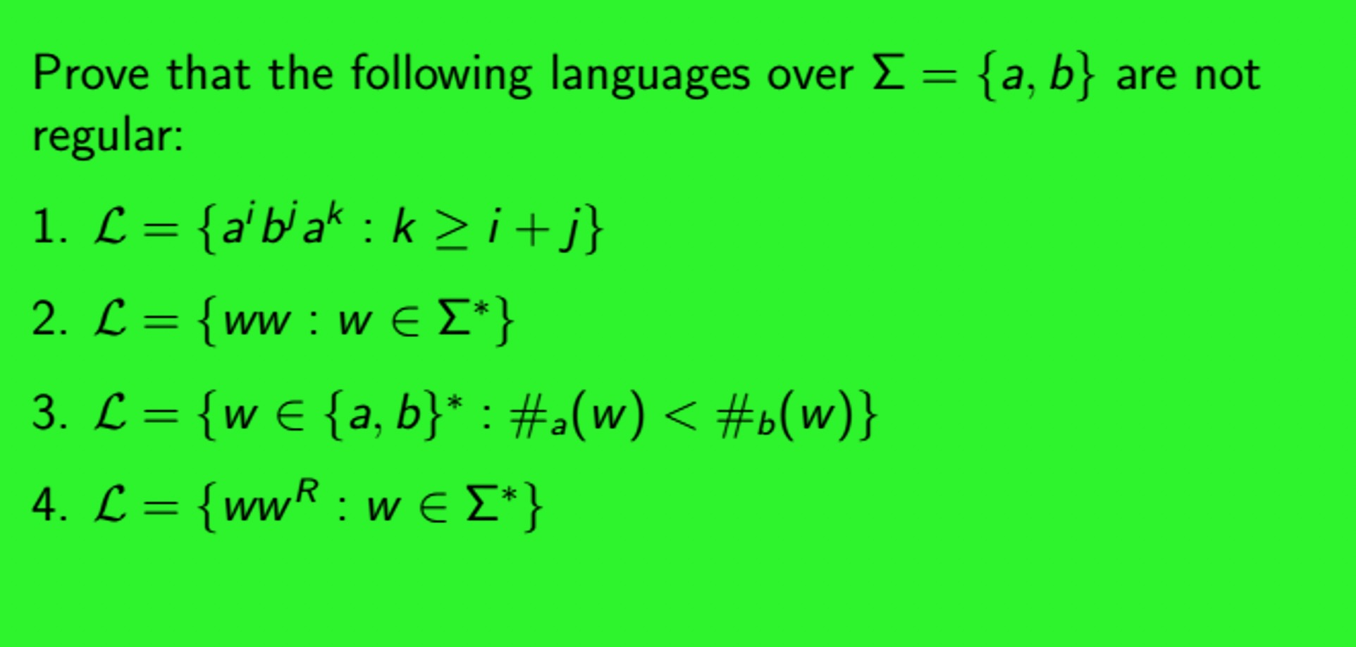 Solved Prove that the following languages over {= {a,b} are | Chegg.com
