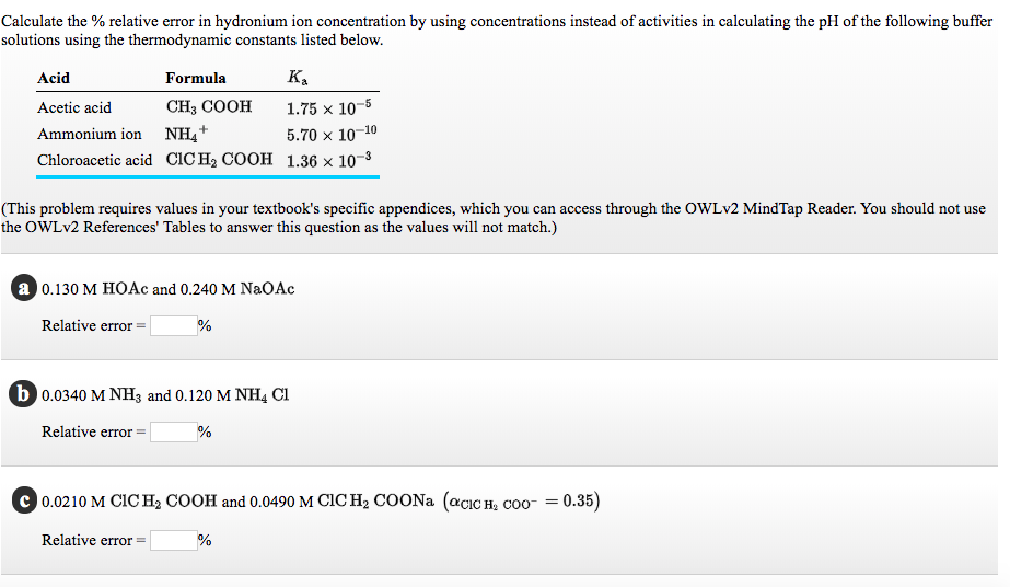 Calculate the % relative error in hydronium ion | Chegg.com