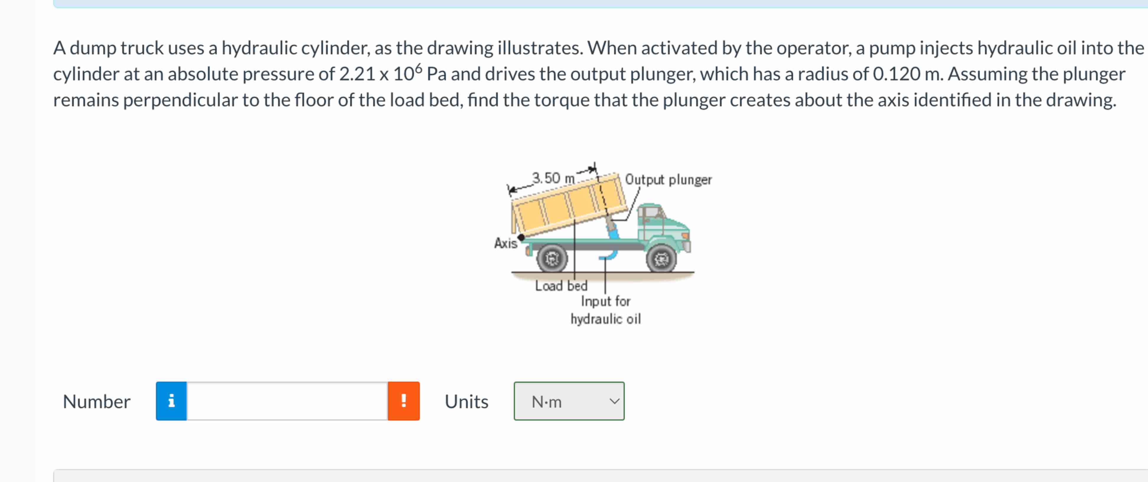 Solved A dump truck uses a hydraulic cylinder, as the | Chegg.com