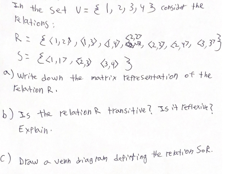 Solved In the set u= { 1, 2, 3, 4 3 consider the relations: | Chegg.com