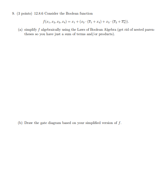 Solved 9 3 Points 1286 Consider The Boolean Function 1954