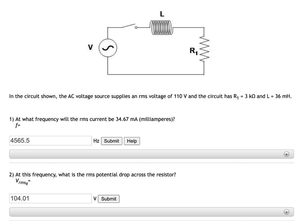 Solved الم R In the circuit shown, the AC voltage source | Chegg.com