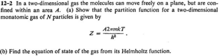 Solved 12-2 In a two-dimensional gas the molecules can move | Chegg.com