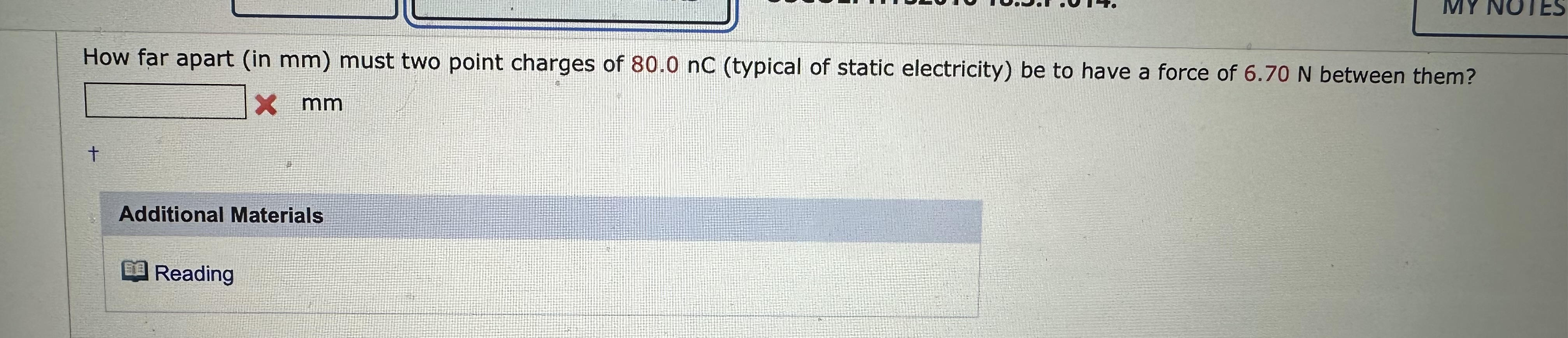 Solved How far apart (in mm ) must two point charges of | Chegg.com