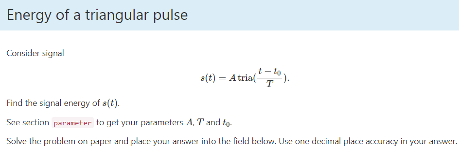 Solved Energy of a triangular pulse Consider signal | Chegg.com