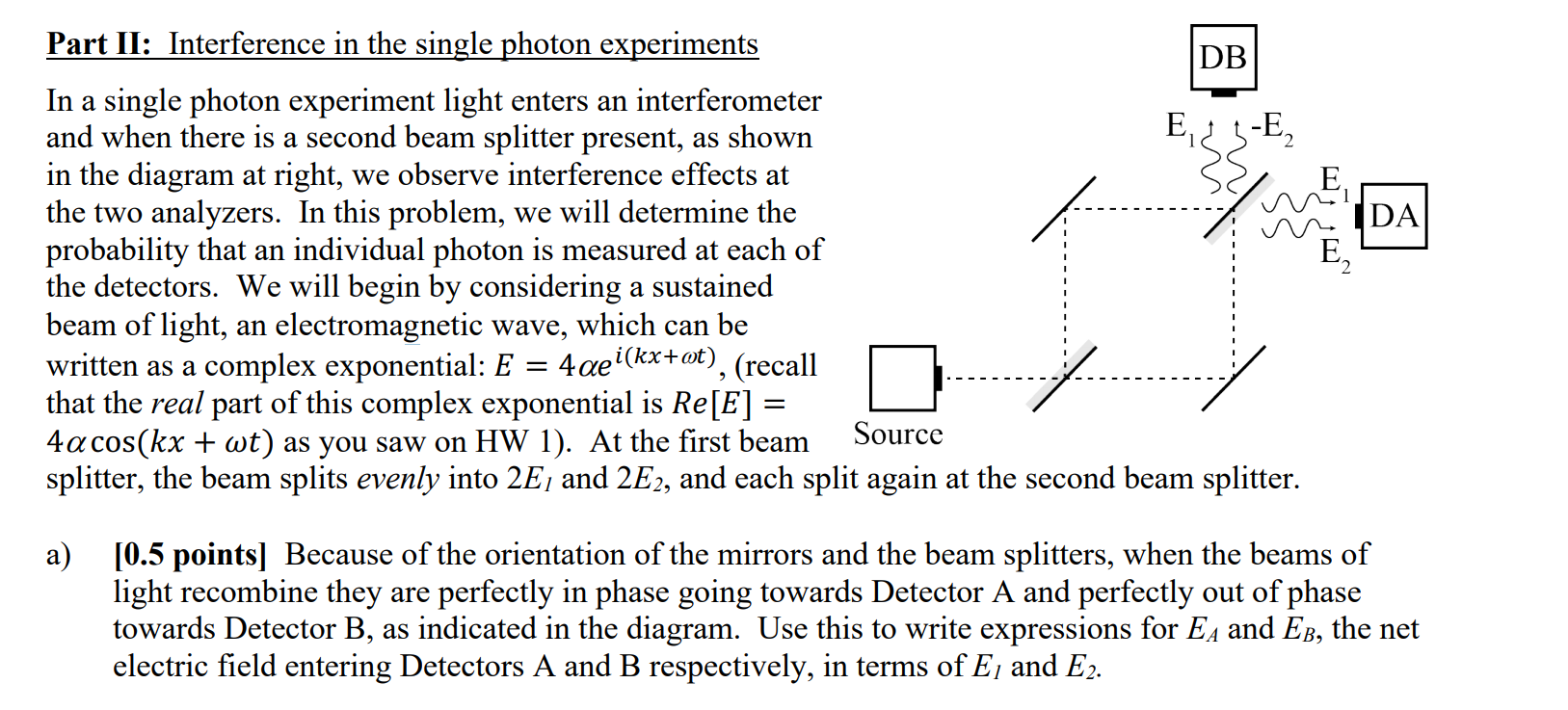 Solved Part II: Interference in the single photon | Chegg.com
