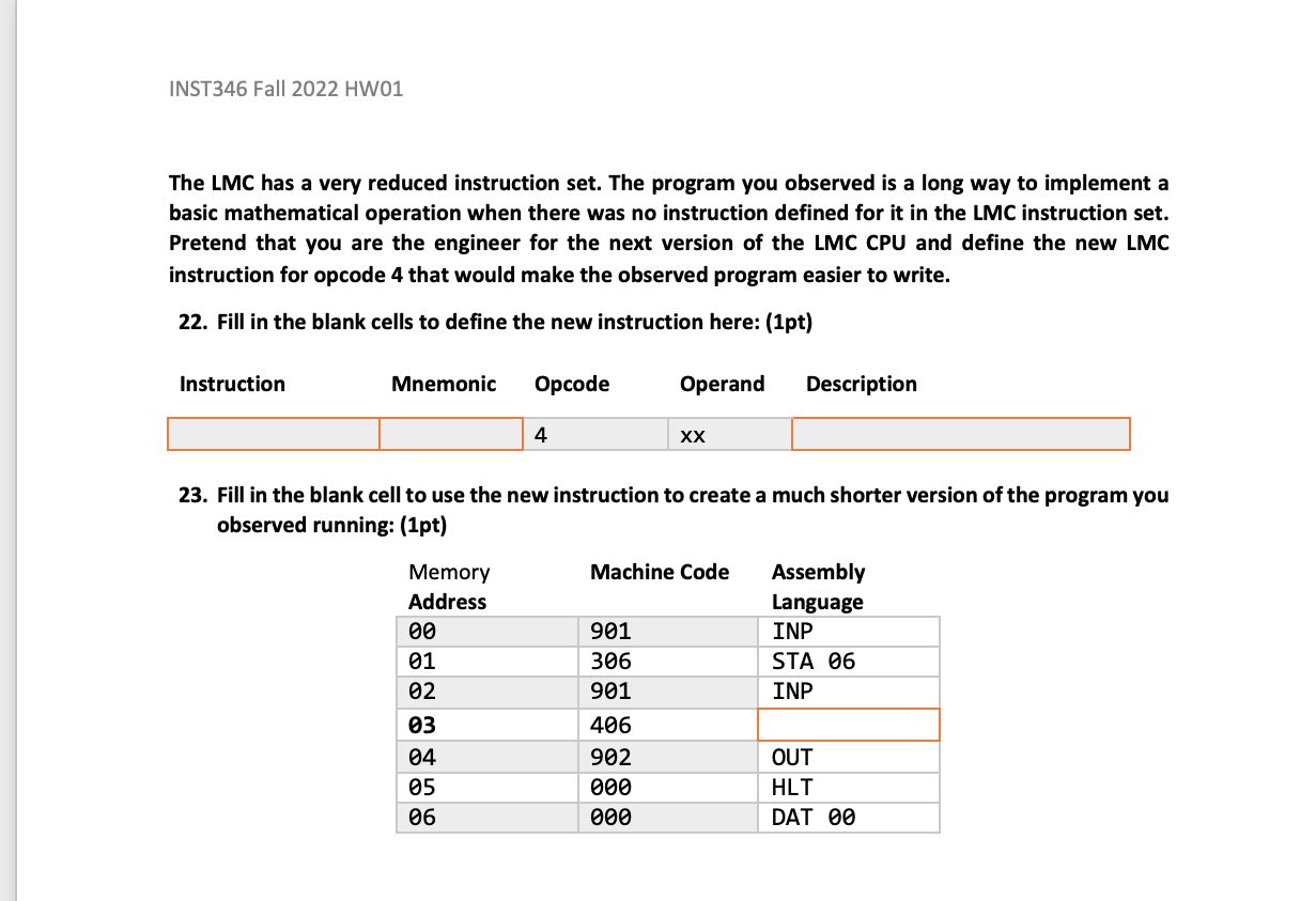 Solved The LMC has a very reduced instruction set. The | Chegg.com